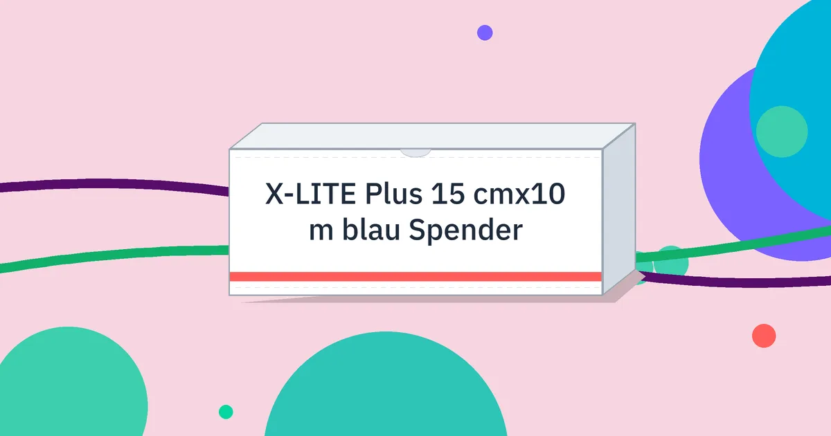 Symbolbild: Packung mit der Aufschrift X-LITE Plus 15 cmx10 m blau Spender (PZN 14405114) – Verfügbarkeit und Bezug in Apotheken in Frankfurt am Main