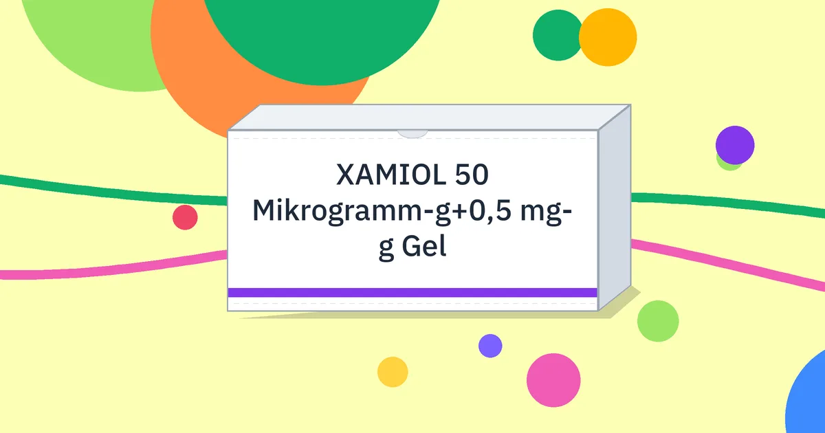 Symbolbild: Packung mit der Aufschrift XAMIOL 50 Mikrogramm-g+0,5 mg-g Gel (PZN 07532094) – Verfügbarkeit und Bezug in Apotheken in Frankfurt am Main