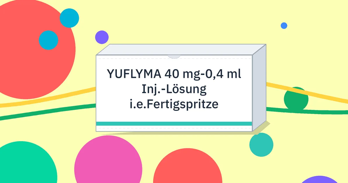 Symbolbild: Packung mit der Aufschrift YUFLYMA 40 mg-0,4 ml Inj.-Lösung i.e.Fertigspritze (PZN 17896437) – Verfügbarkeit und Bezug in Apotheken in Frankfurt am Main