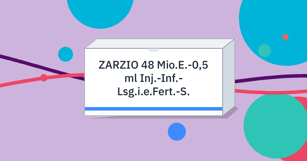 Symbolbild: Packung mit der Aufschrift ZARZIO 48 Mio.E.-0,5 ml Inj.-Inf.-Lsg.i.e.Fert.-S. (PZN 12871639) – Verfügbarkeit und Bezug in Apotheken in Frankfurt am Main
