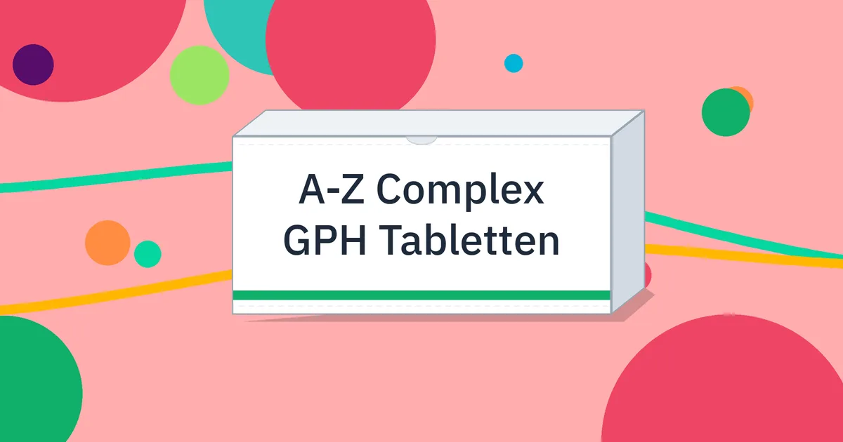 Symbolbild: Packung mit der Aufschrift A-Z Complex GPH Tabletten (PZN 10145917) – Verfügbarkeit und Bezug in Apotheken in Frankfurt am Main