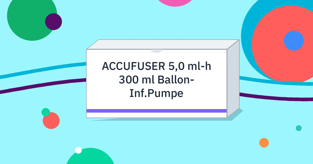 Symbolbild: Packung mit der Aufschrift ACCUFUSER 5,0 ml-h 300 ml Ballon-Inf.Pumpe (PZN 10710493) – Verfügbarkeit und Bezug in Apotheken in Frankfurt am Main