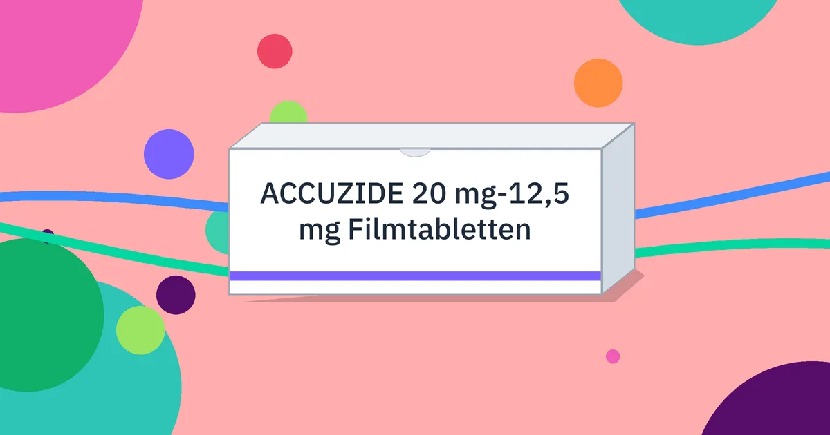 Symbolbild: Packung mit der Aufschrift ACCUZIDE 20 mg-12,5 mg Filmtabletten (PZN 04627865) – Verfügbarkeit und Bezug in Apotheken in Frankfurt am Main