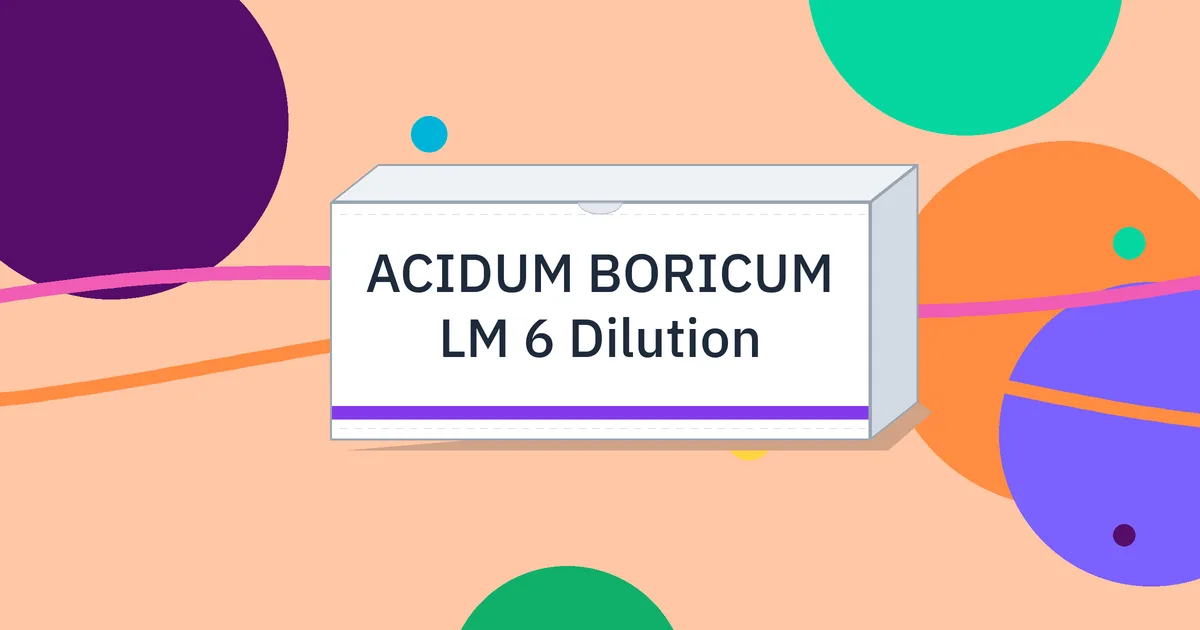 Symbolbild: Packung mit der Aufschrift ACIDUM BORICUM LM 6 Dilution (PZN 13269620) – Verfügbarkeit und Bezug in Apotheken in Frankfurt am Main