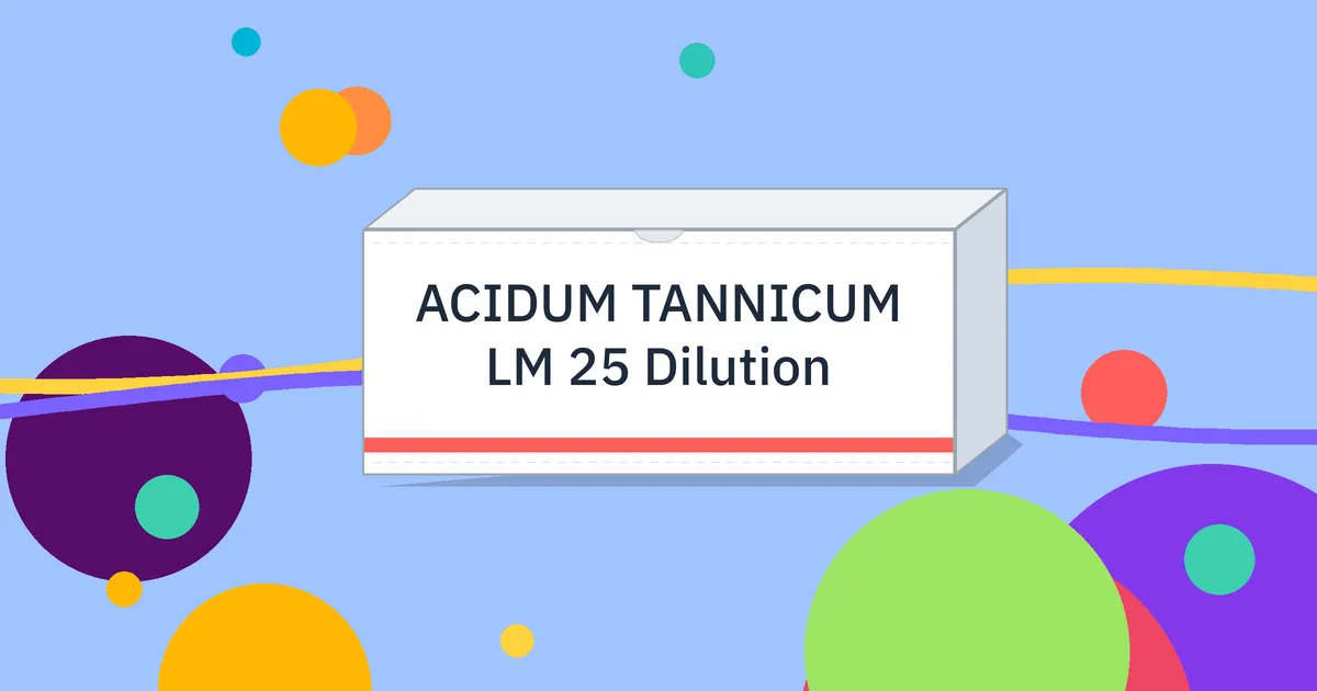 Symbolbild: Packung mit der Aufschrift ACIDUM TANNICUM LM 25 Dilution (PZN 13286050) – Verfügbarkeit und Bezug in Apotheken in Frankfurt am Main