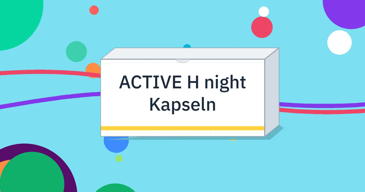 Symbolbild: Packung mit der Aufschrift ACTIVE H night Kapseln (PZN 13897782) – Verfügbarkeit und Bezug in Apotheken in Frankfurt am Main