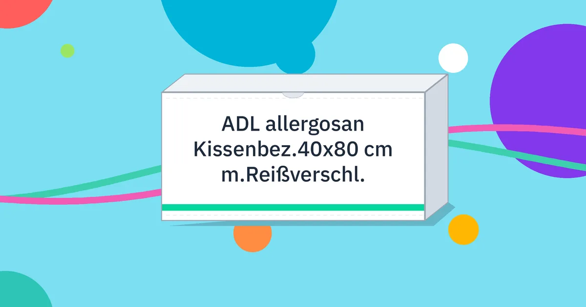 Symbolbild: Packung mit der Aufschrift ADL allergosan Kissenbez.40x80 cm m.Reißverschl. (PZN 08858343) – Verfügbarkeit und Bezug in Apotheken in Frankfurt am Main