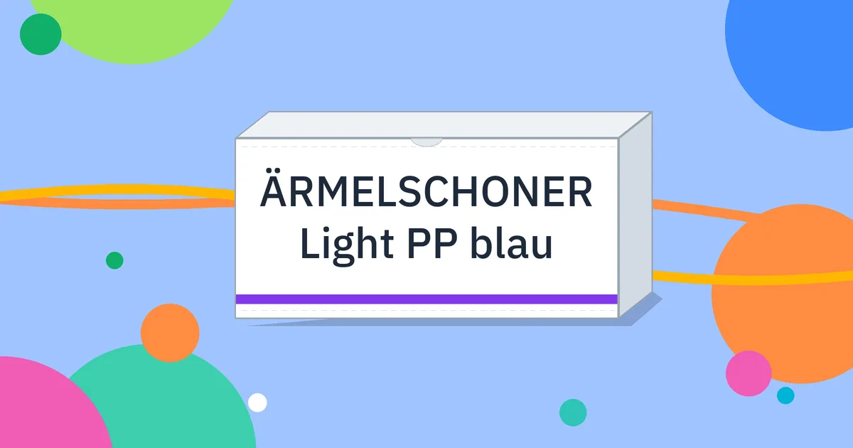 Symbolbild: Packung mit der Aufschrift ÄRMELSCHONER Light PP blau (PZN 20606609) – Verfügbarkeit und Bezug in Apotheken in Frankfurt am Main
