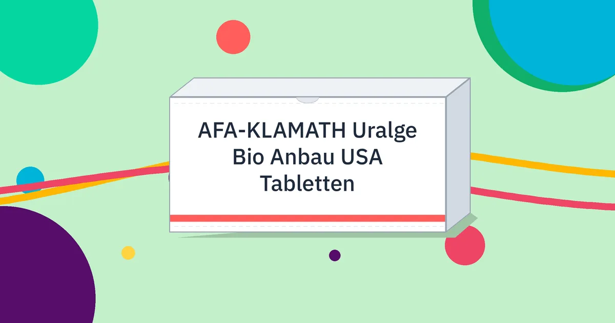 Symbolbild: Packung mit der Aufschrift AFA-KLAMATH Uralge Bio Anbau USA Tabletten (PZN 03081996) – Verfügbarkeit und Bezug in Apotheken in Frankfurt am Main
