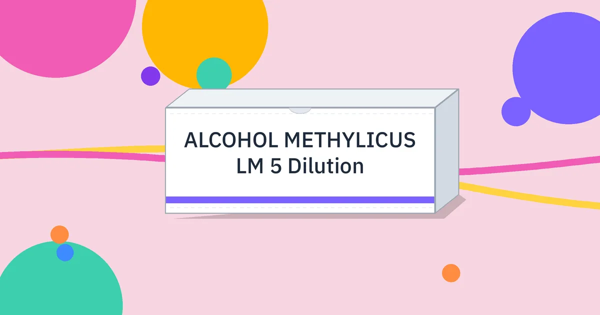 Symbolbild: Packung mit der Aufschrift ALCOHOL METHYLICUS LM 5 Dilution (PZN 13309130) – Verfügbarkeit und Bezug in Apotheken in Frankfurt am Main