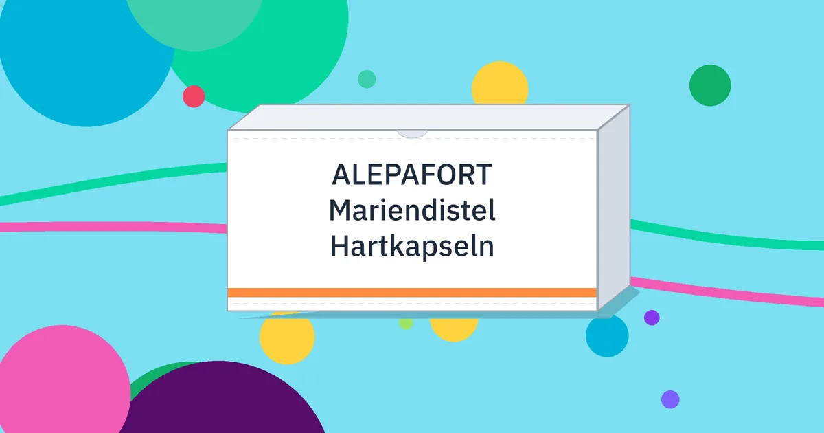 Symbolbild: Packung mit der Aufschrift ALEPAFORT Mariendistel Hartkapseln (PZN 03425763) – Verfügbarkeit und Bezug in Apotheken in Frankfurt am Main