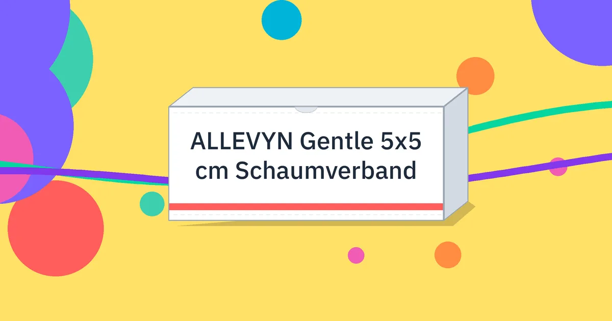 Symbolbild: Packung mit der Aufschrift ALLEVYN Gentle 5x5 cm Schaumverband (PZN 01293524) – Verfügbarkeit und Bezug in Apotheken in Frankfurt am Main
