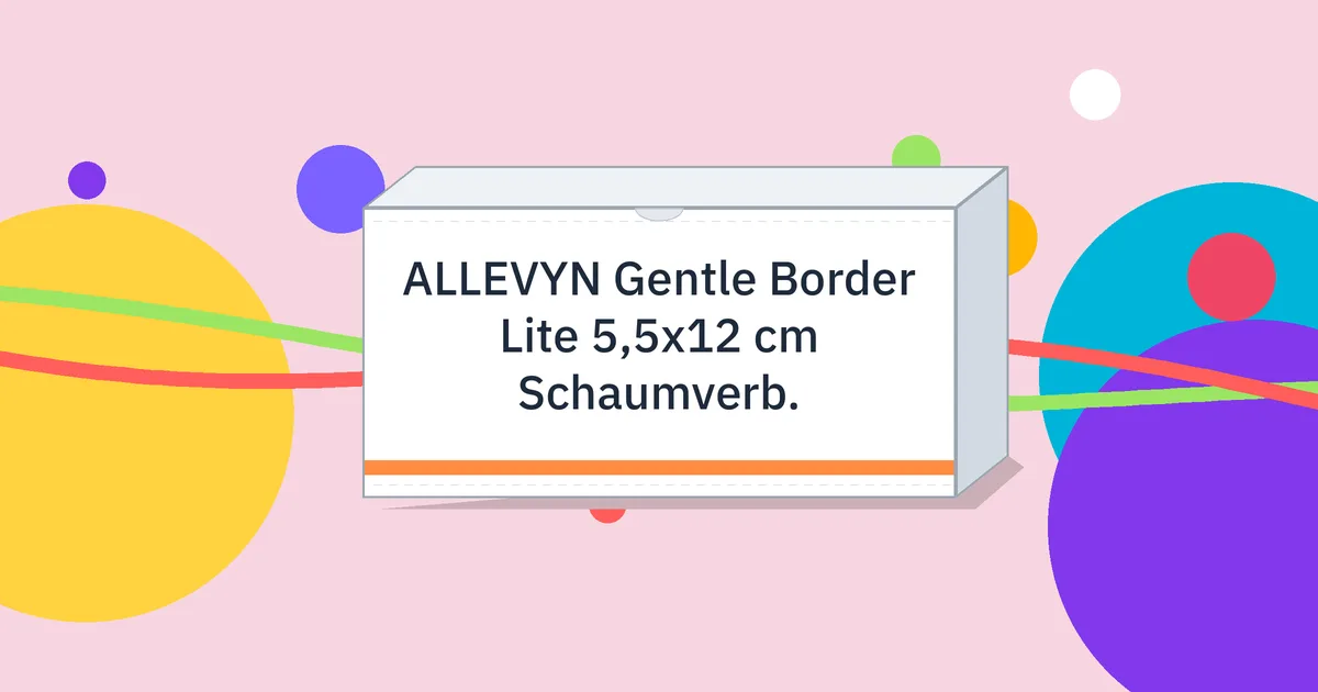 Symbolbild: Packung mit der Aufschrift ALLEVYN Gentle Border Lite 5,5x12 cm Schaumverb. (PZN 02173874) – Verfügbarkeit und Bezug in Apotheken in Frankfurt am Main
