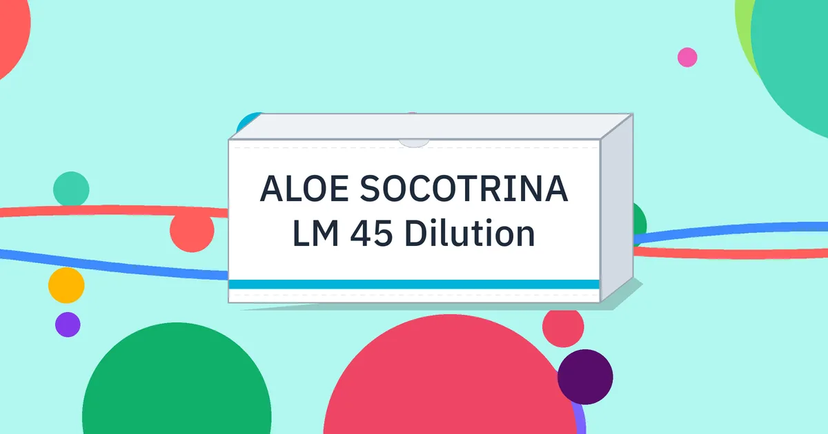 Symbolbild: Packung mit der Aufschrift ALOE SOCOTRINA LM 45 Dilution (PZN 13313628) – Verfügbarkeit und Bezug in Apotheken in Frankfurt am Main