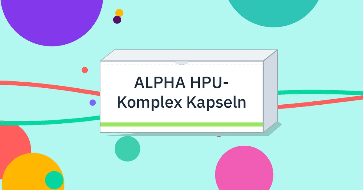 Symbolbild: Packung mit der Aufschrift ALPHA HPU-Komplex Kapseln (PZN 14059296) – Verfügbarkeit und Bezug in Apotheken in Frankfurt am Main