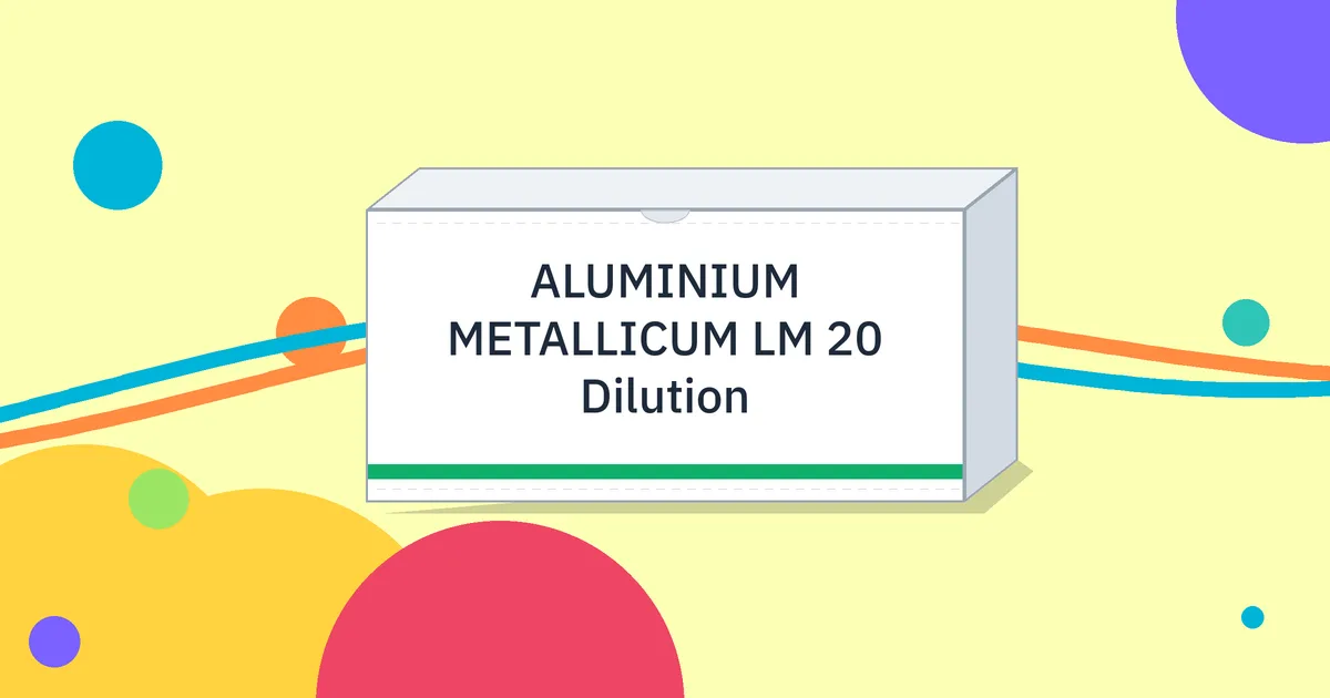 Symbolbild: Packung mit der Aufschrift ALUMINIUM METALLICUM LM 20 Dilution (PZN 12759440) – Verfügbarkeit und Bezug in Apotheken in Frankfurt am Main
