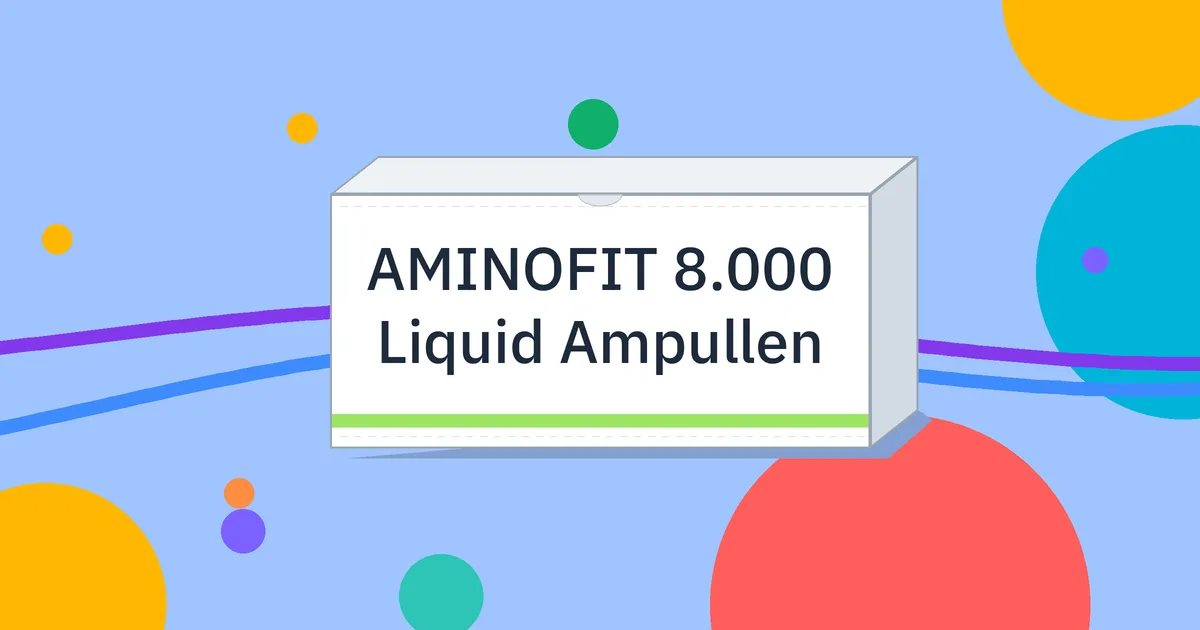 Symbolbild: Packung mit der Aufschrift AMINOFIT 8.000 Liquid Ampullen (PZN 07151179) – Verfügbarkeit und Bezug in Apotheken in Frankfurt am Main