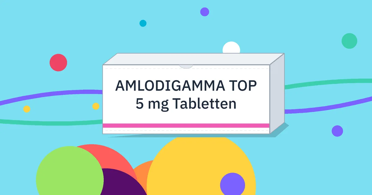 Symbolbild: Packung mit der Aufschrift AMLODIGAMMA TOP 5 mg Tabletten (PZN 02488916) – Verfügbarkeit und Bezug in Apotheken in Frankfurt am Main