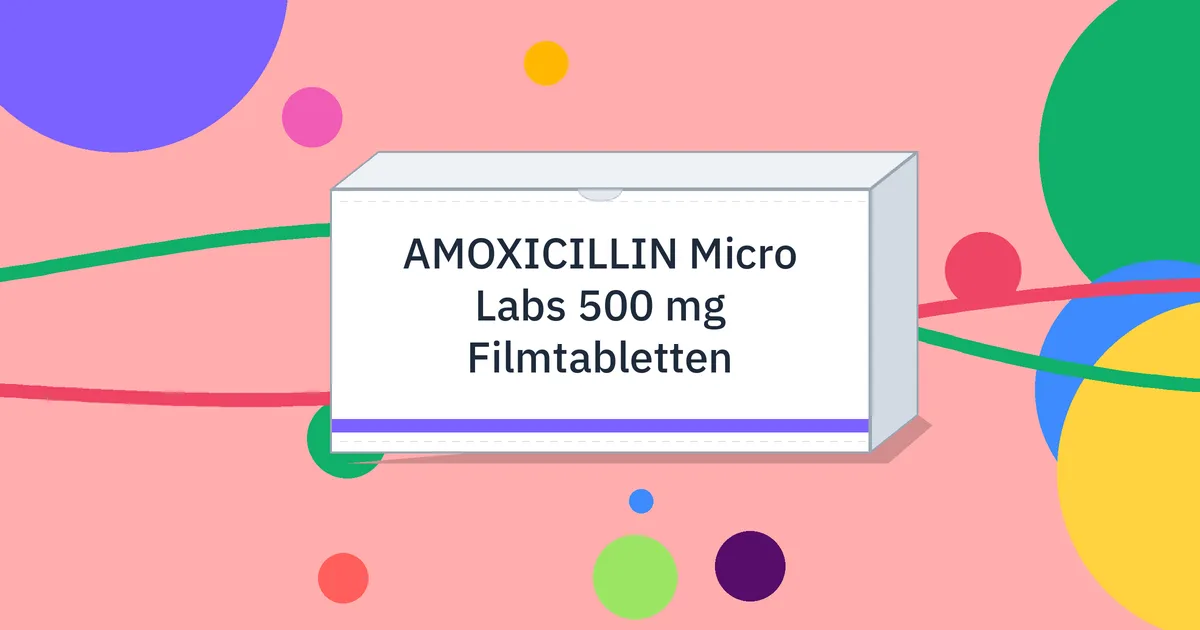 Symbolbild: Packung mit der Aufschrift AMOXICILLIN Micro Labs 500 mg Filmtabletten (PZN 12725263) – Verfügbarkeit und Bezug in Apotheken in Frankfurt am Main