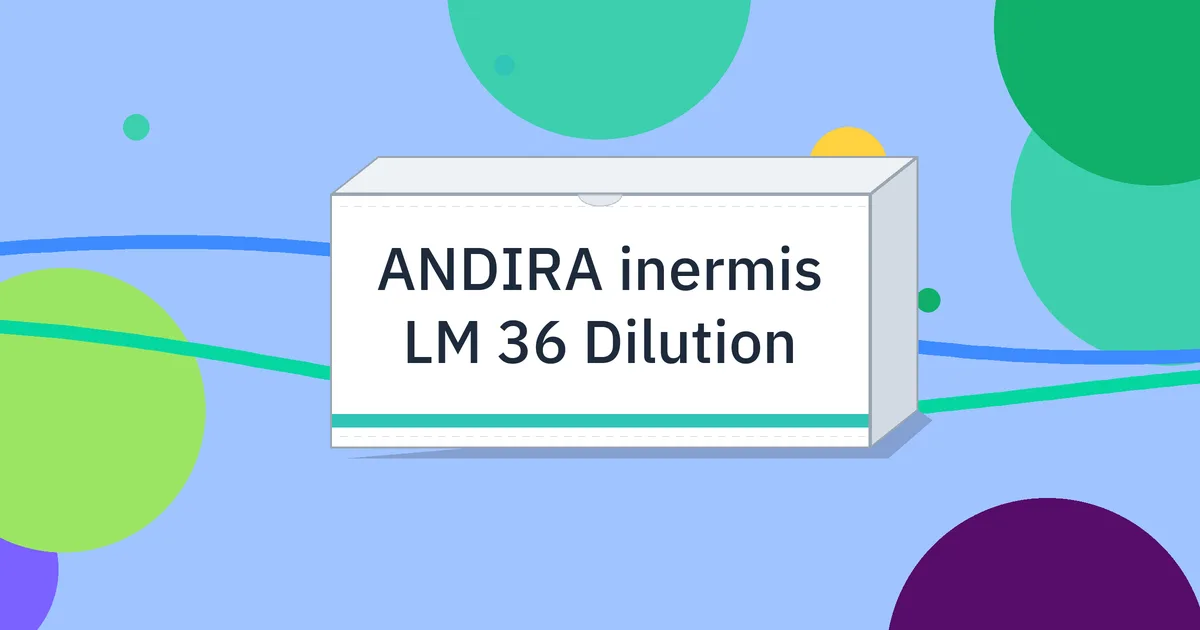 Symbolbild: Packung mit der Aufschrift ANDIRA inermis LM 36 Dilution (PZN 13329500) – Verfügbarkeit und Bezug in Apotheken in Frankfurt am Main