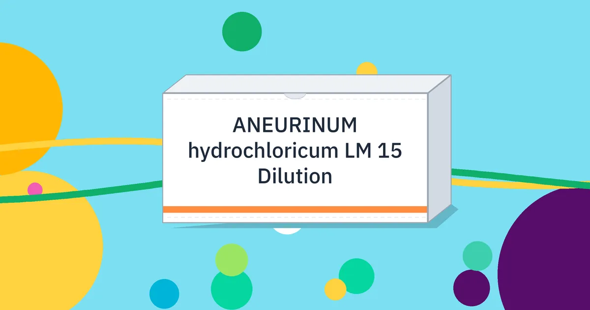 Symbolbild: Packung mit der Aufschrift ANEURINUM hydrochloricum LM 15 Dilution (PZN 13367564) – Verfügbarkeit und Bezug in Apotheken in Frankfurt am Main