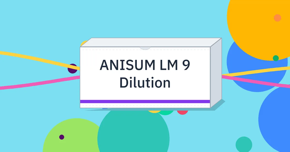 Symbolbild: Packung mit der Aufschrift ANISUM LM 9 Dilution (PZN 12762821) – Verfügbarkeit und Bezug in Apotheken in Frankfurt am Main