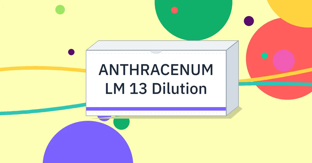 Symbolbild: Packung mit der Aufschrift ANTHRACENUM LM 13 Dilution (PZN 13370307) – Verfügbarkeit und Bezug in Apotheken in Frankfurt am Main