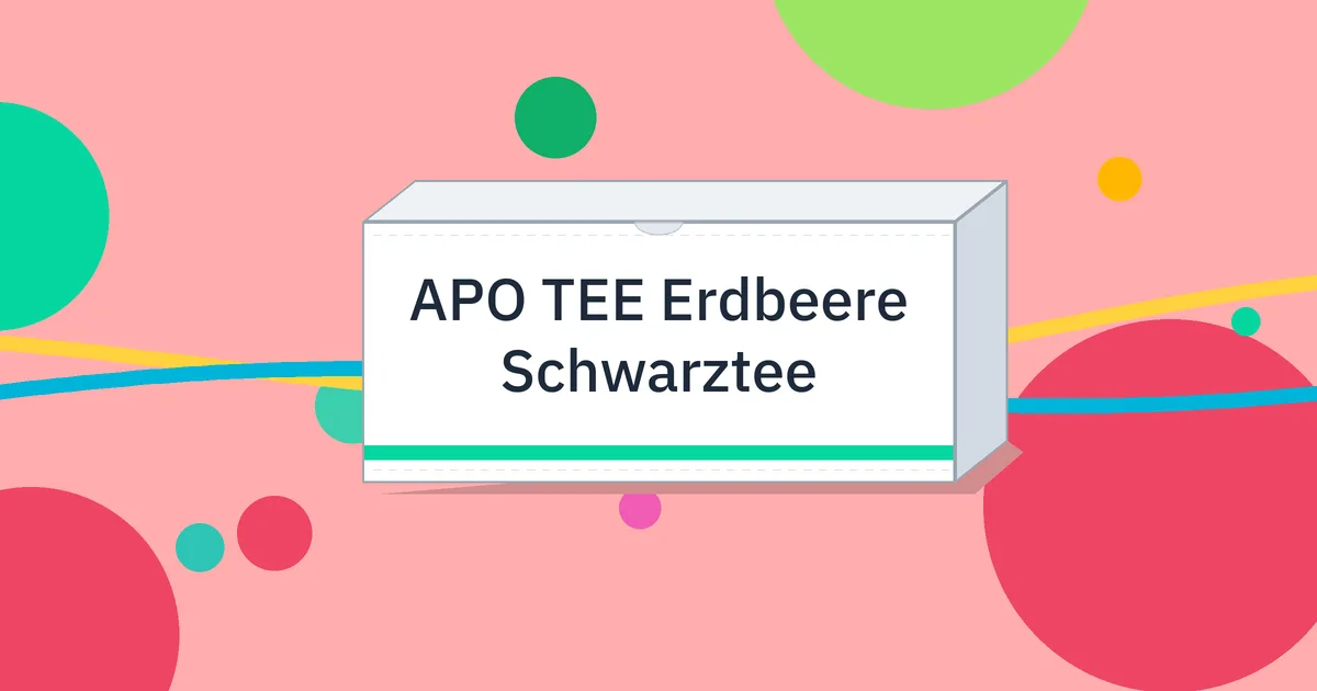 Symbolbild: Packung mit der Aufschrift APO TEE Erdbeere Schwarztee (PZN 16505848) – Verfügbarkeit und Bezug in Apotheken in Frankfurt am Main