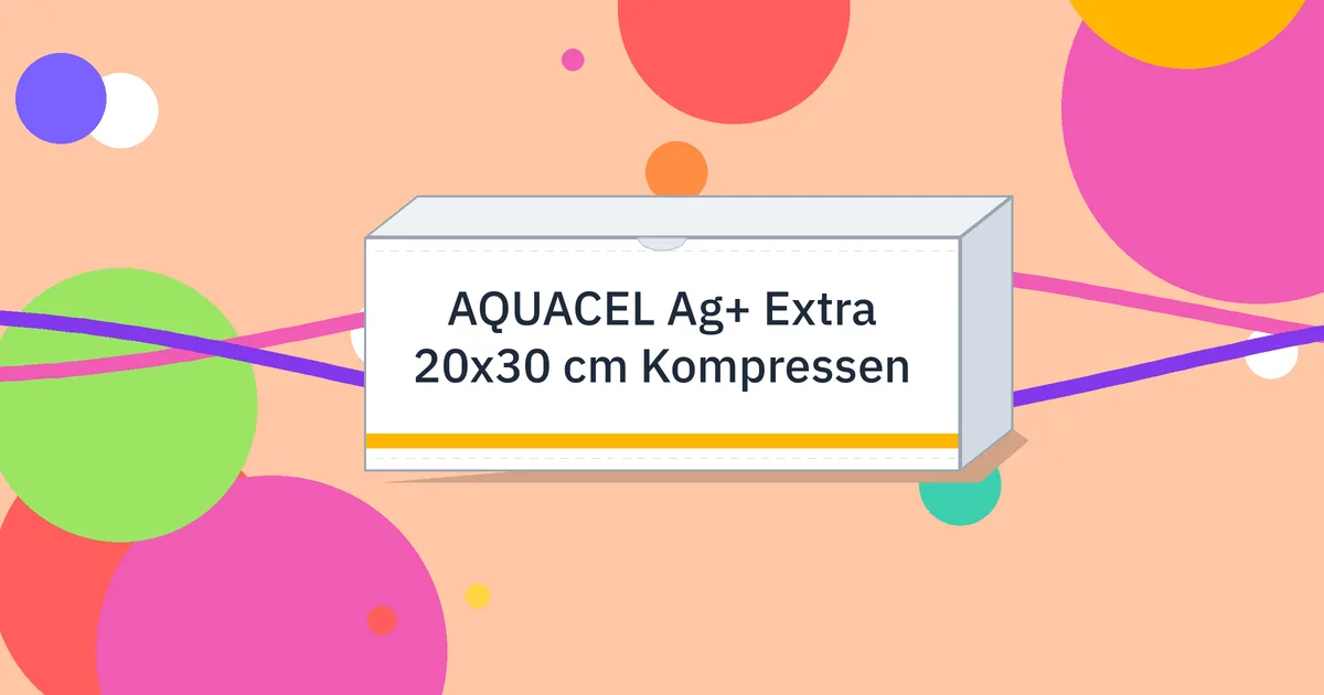 Symbolbild: Packung mit der Aufschrift AQUACEL Ag+ Extra 20x30 cm Kompressen (PZN 17157065) – Verfügbarkeit und Bezug in Apotheken in Frankfurt am Main
