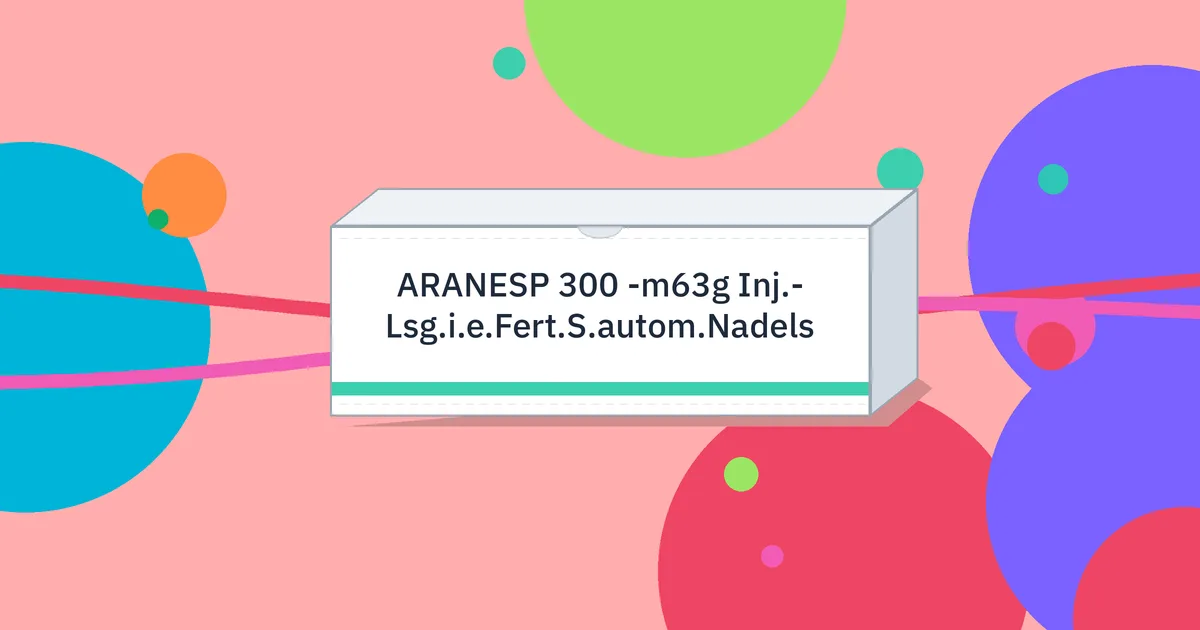 Symbolbild: Packung mit der Aufschrift ARANESP 300 -m63g Inj.-Lsg.i.e.Fert.S.autom.Nadels (PZN 05380125) – Verfügbarkeit und Bezug in Apotheken in Frankfurt am Main