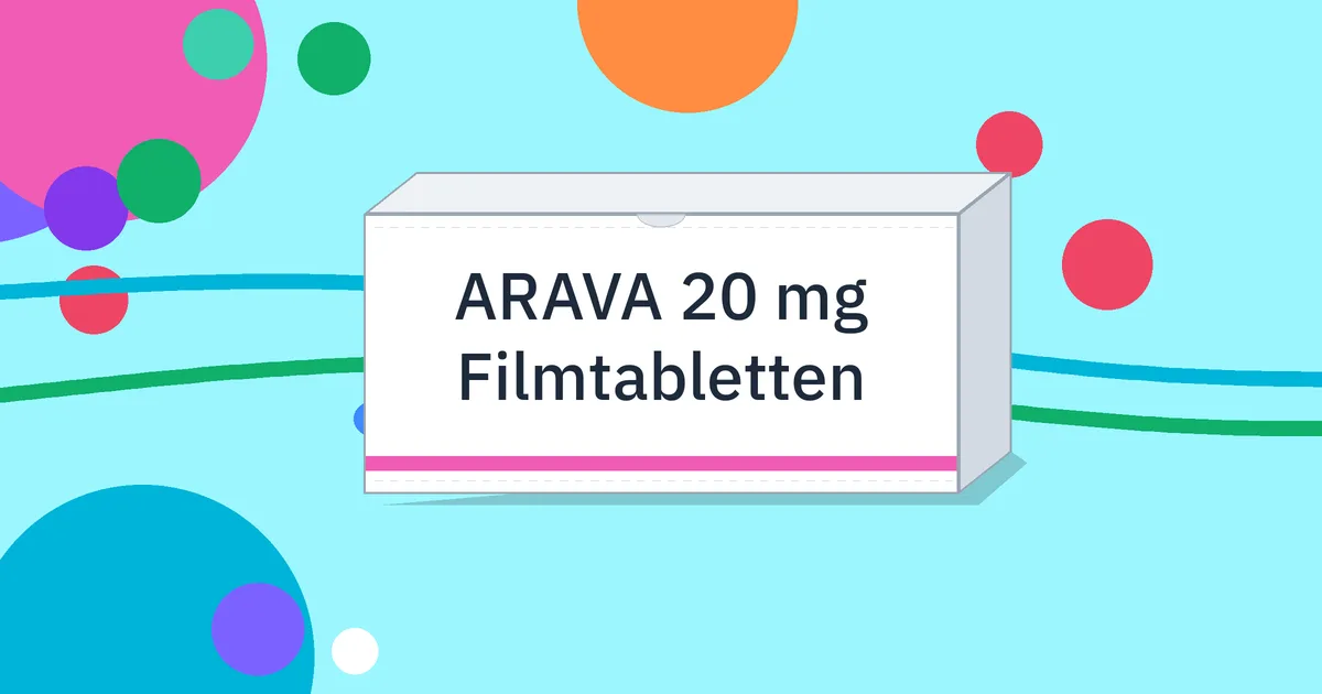 Symbolbild: Packung mit der Aufschrift ARAVA 20 mg Filmtabletten (PZN 05126349) – Verfügbarkeit und Bezug in Apotheken in Frankfurt am Main