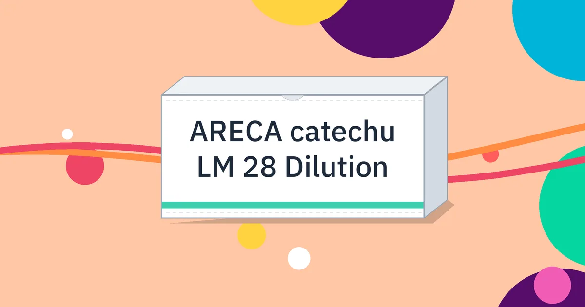 Symbolbild: Packung mit der Aufschrift ARECA catechu LM 28 Dilution (PZN 13388968) – Verfügbarkeit und Bezug in Apotheken in Frankfurt am Main