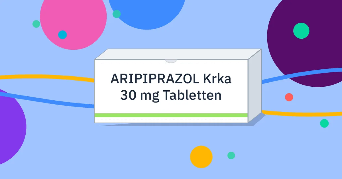 Symbolbild: Packung mit der Aufschrift ARIPIPRAZOL Krka 30 mg Tabletten (PZN 15739952) – Verfügbarkeit und Bezug in Apotheken in Frankfurt am Main