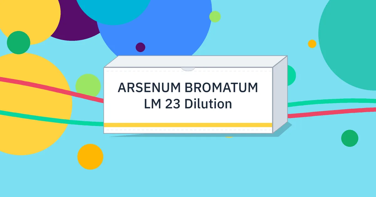Symbolbild: Packung mit der Aufschrift ARSENUM BROMATUM LM 23 Dilution (PZN 12771435) – Verfügbarkeit und Bezug in Apotheken in Frankfurt am Main