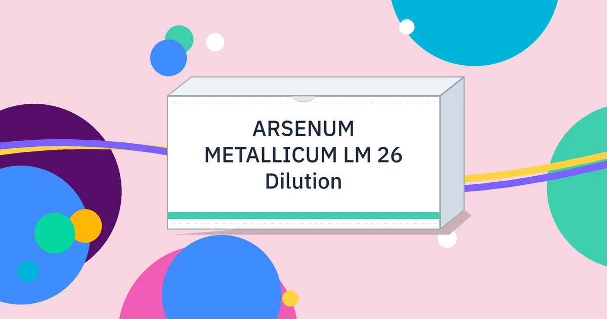 Symbolbild: Packung mit der Aufschrift ARSENUM METALLICUM LM 26 Dilution (PZN 12779483) – Verfügbarkeit und Bezug in Apotheken in Frankfurt am Main