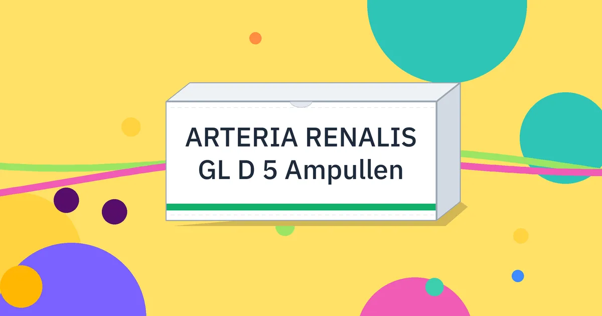 Symbolbild: Packung mit der Aufschrift ARTERIA RENALIS GL D 5 Ampullen (PZN 02905248) – Verfügbarkeit und Bezug in Apotheken in Frankfurt am Main
