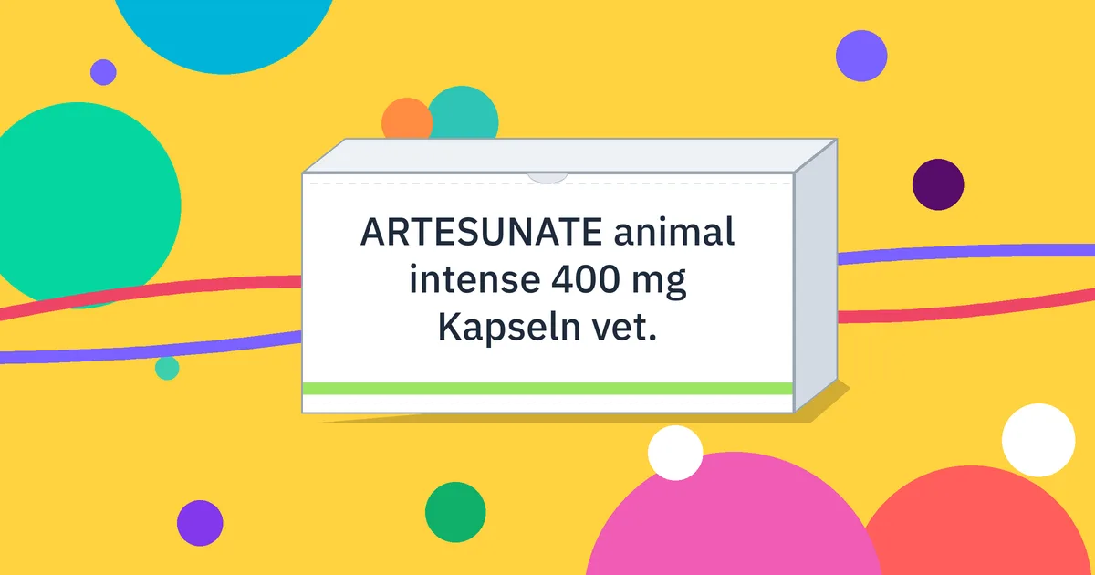 Symbolbild: Packung mit der Aufschrift ARTESUNATE animal intense 400 mg Kapseln vet. (PZN 18466880) – Verfügbarkeit und Bezug in Apotheken in Frankfurt am Main