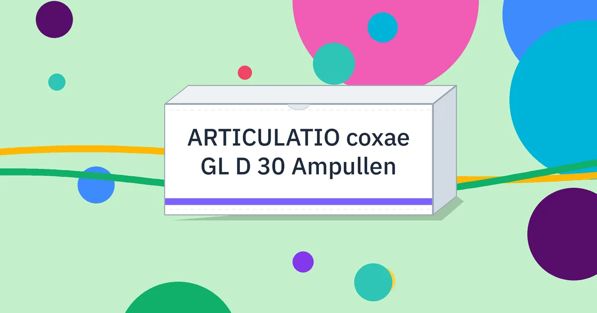 Symbolbild: Packung mit der Aufschrift ARTICULATIO coxae GL D 30 Ampullen (PZN 02830763) – Verfügbarkeit und Bezug in Apotheken in Frankfurt am Main