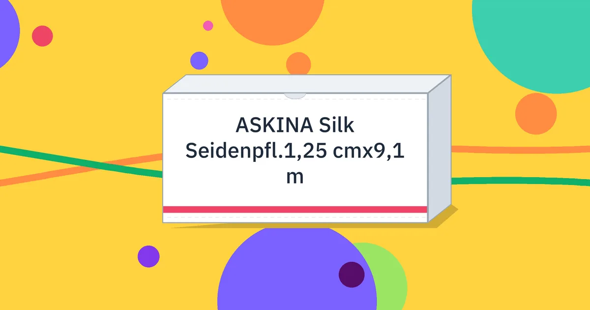 Symbolbild: Packung mit der Aufschrift ASKINA Silk Seidenpfl.1,25 cmx9,1 m (PZN 07429953) – Verfügbarkeit und Bezug in Apotheken in Frankfurt am Main