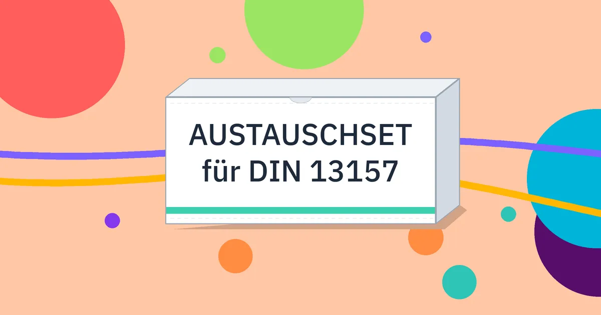 Symbolbild: Packung mit der Aufschrift AUSTAUSCHSET für DIN 13157 (PZN 08813808) – Verfügbarkeit und Bezug in Apotheken in Frankfurt am Main