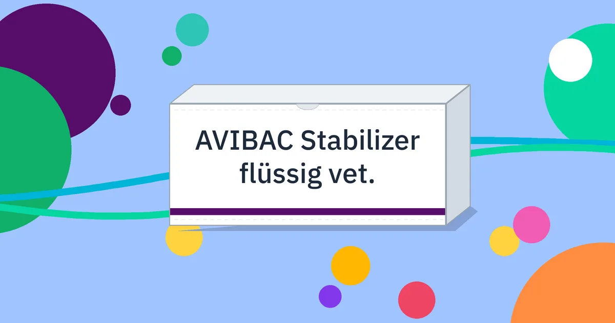 Symbolbild: Packung mit der Aufschrift AVIBAC Stabilizer flüssig vet. (PZN 00115051) – Verfügbarkeit und Bezug in Apotheken in Frankfurt am Main