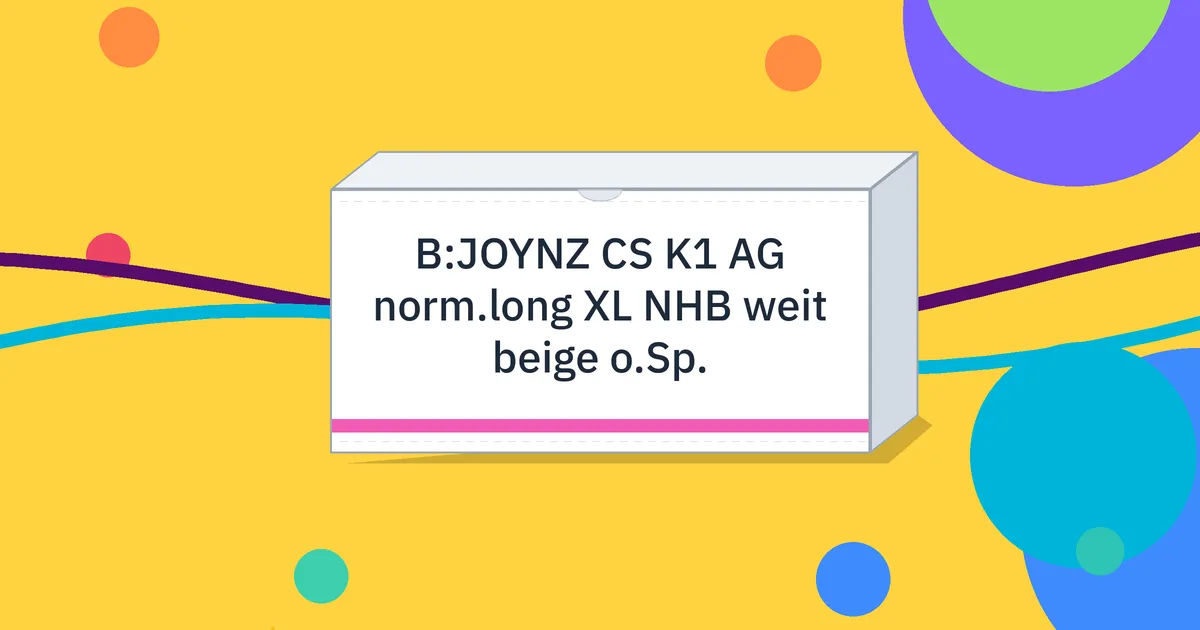 Symbolbild: Packung mit der Aufschrift B:JOYNZ CS K1 AG norm.long XL NHB weit beige o.Sp. (PZN 20536004) – Verfügbarkeit und Bezug in Apotheken in Frankfurt am Main