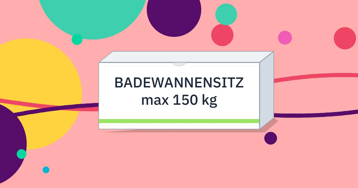 Symbolbild: Packung mit der Aufschrift BADEWANNENSITZ max 150 kg (PZN 17271944) – Verfügbarkeit und Bezug in Apotheken in Frankfurt am Main