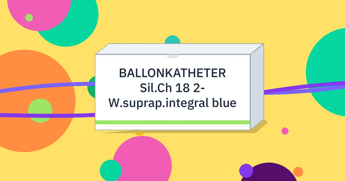 Symbolbild: Packung mit der Aufschrift BALLONKATHETER Sil.Ch 18 2-W.suprap.integral blue (PZN 14350519) – Verfügbarkeit und Bezug in Apotheken in Frankfurt am Main
