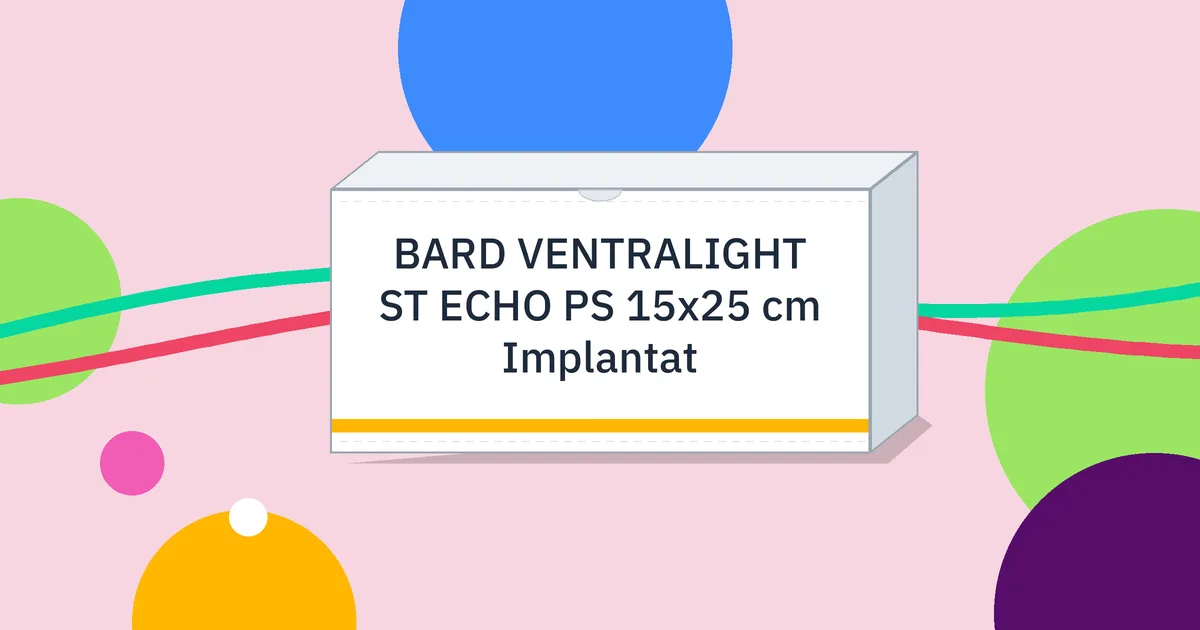 Symbolbild: Packung mit der Aufschrift BARD VENTRALIGHT ST ECHO PS 15x25 cm Implantat (PZN 04016162) – Verfügbarkeit und Bezug in Apotheken in Frankfurt am Main