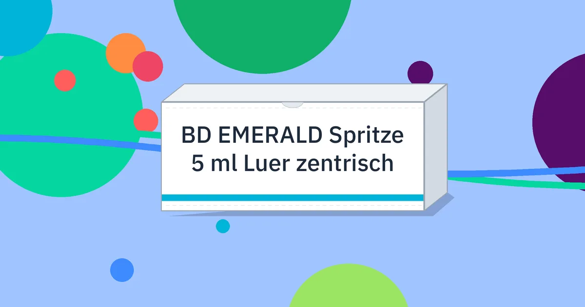 Symbolbild: Packung mit der Aufschrift BD EMERALD Spritze 5 ml Luer zentrisch (PZN 04550938) – Verfügbarkeit und Bezug in Apotheken in Frankfurt am Main