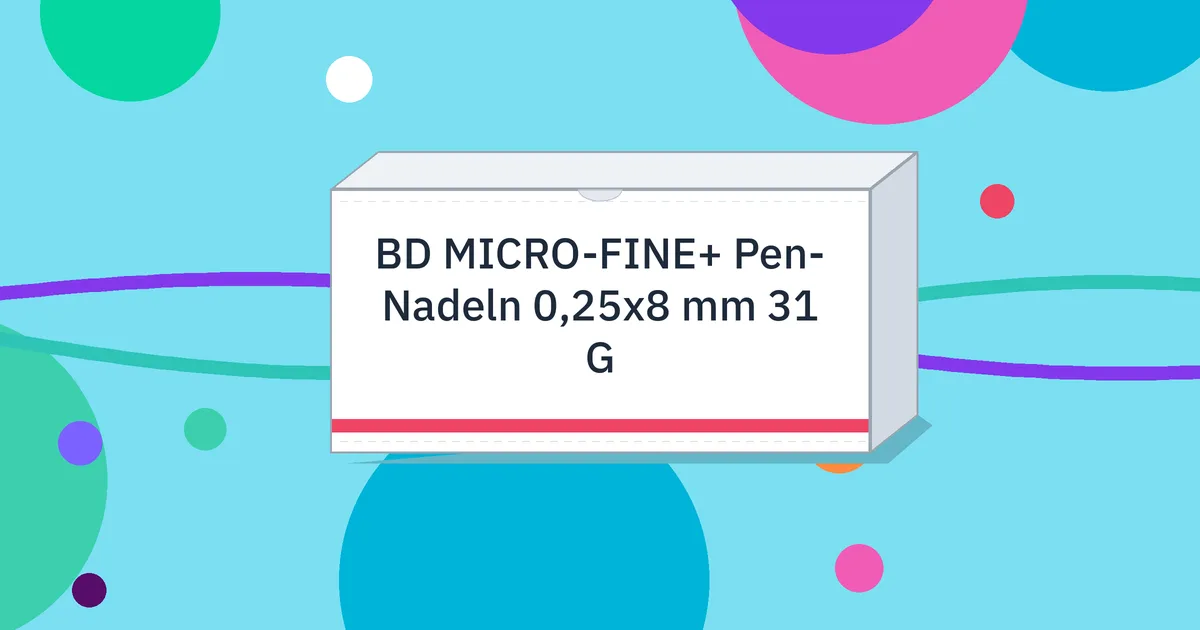 Symbolbild: Packung mit der Aufschrift BD MICRO-FINE+ Pen-Nadeln 0,25x8 mm 31 G (PZN 11690752) – Verfügbarkeit und Bezug in Apotheken in Frankfurt am Main