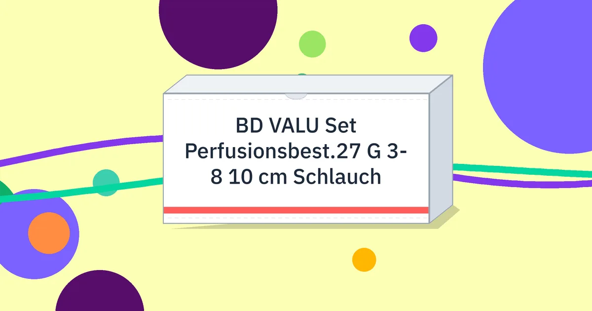 Symbolbild: Packung mit der Aufschrift BD VALU Set Perfusionsbest.27 G 3-8 10 cm Schlauch (PZN 01320876) – Verfügbarkeit und Bezug in Apotheken in Frankfurt am Main