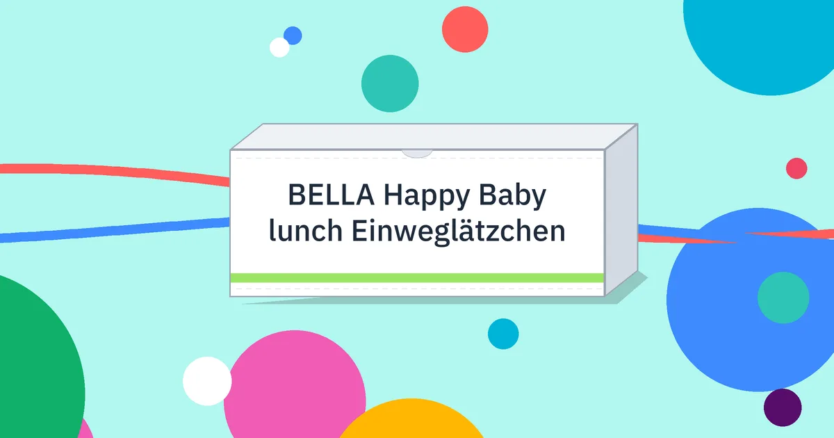 Symbolbild: Packung mit der Aufschrift BELLA Happy Baby lunch Einweglätzchen (PZN 11277041) – Verfügbarkeit und Bezug in Apotheken in Frankfurt am Main