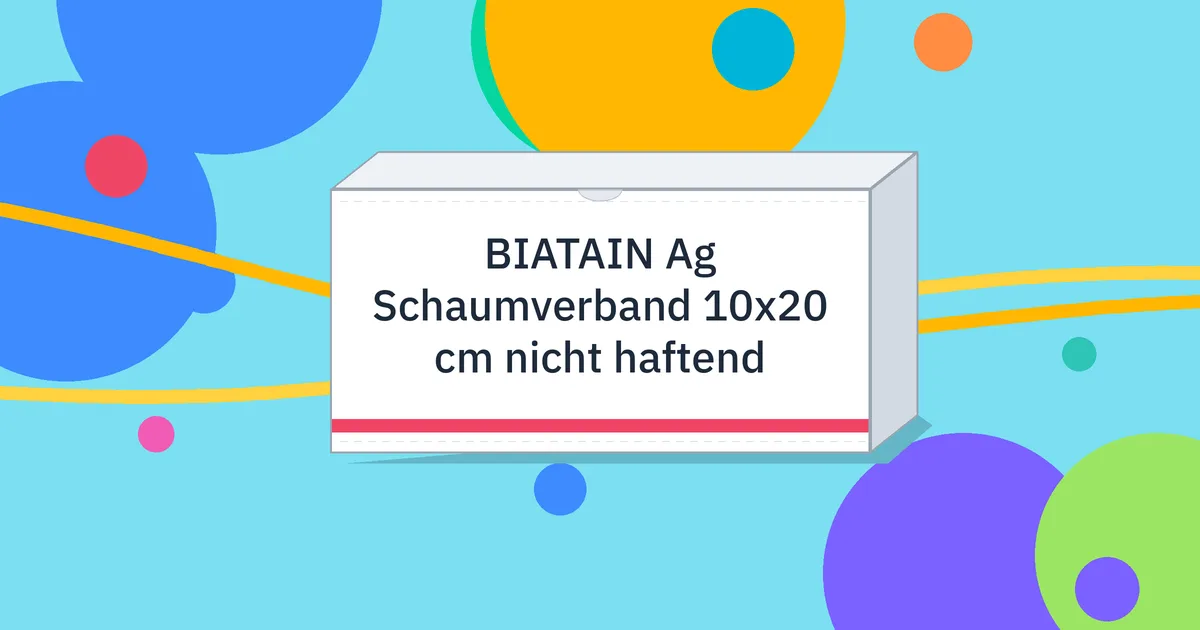 Symbolbild: Packung mit der Aufschrift BIATAIN Ag Schaumverband 10x20 cm nicht haftend (PZN 11726674) – Verfügbarkeit und Bezug in Apotheken in Frankfurt am Main